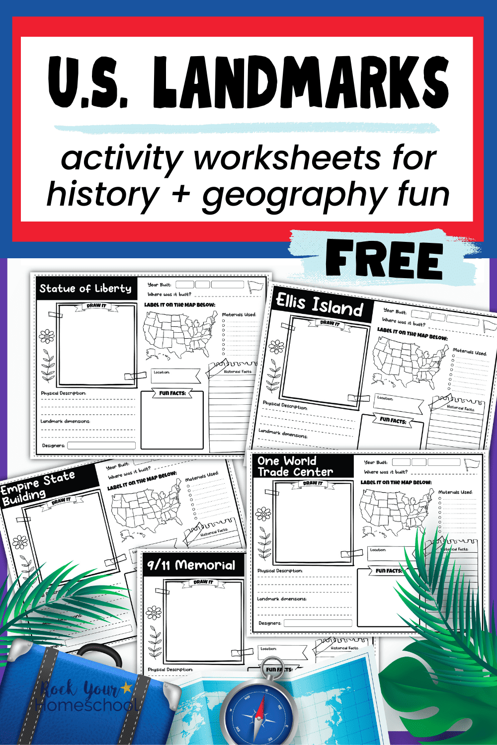 United States National Landmarks: Fun Activity Worksheets (Free)