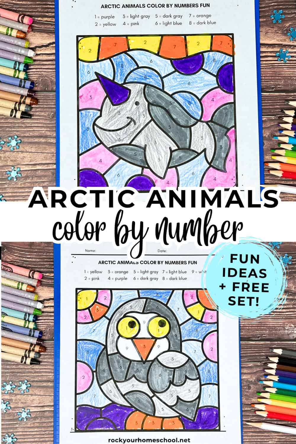 Arctic Animals Color by Number Pages for Kids (8 Free) - Rock Your ...