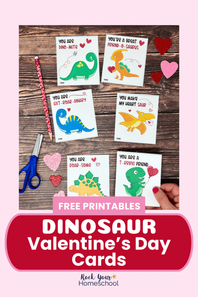 Dinosaur Valentine's Day Cards for Fun with Kids (Free)