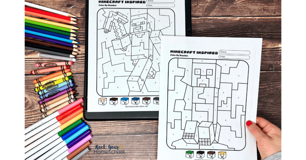 Minecraft Color By Number Pages Your Kids Will Dig (8 Free)- Rock Your ...