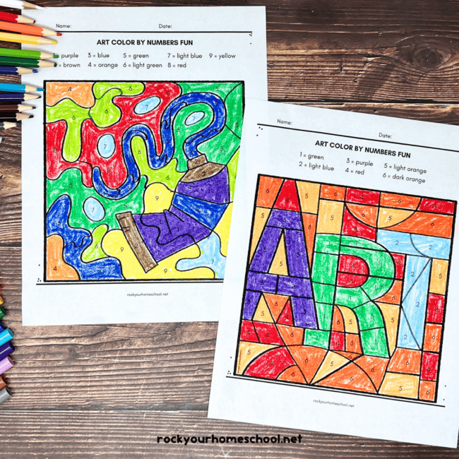Art Color By Number Pages For Fun Activities (6 Free)- Rock Your Homeschool
