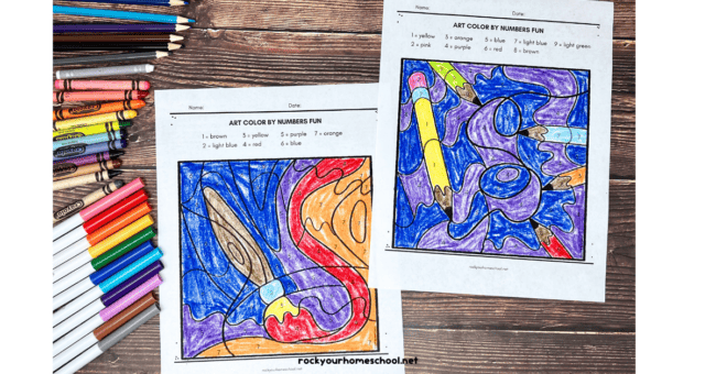 Art Color By Number Pages For Fun Activities (6 Free)- Rock Your Homeschool