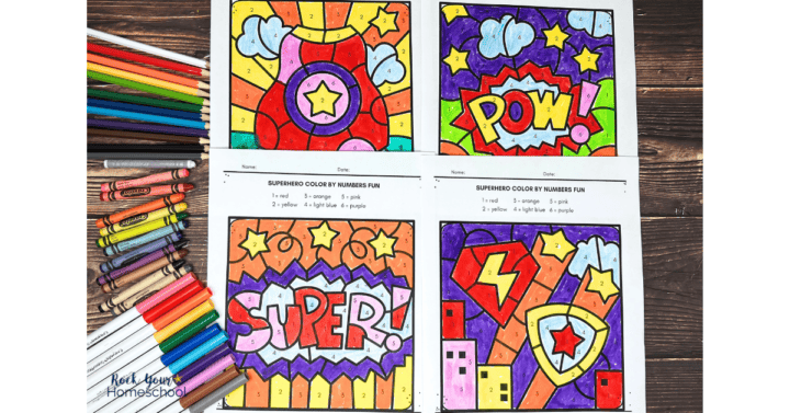 Superhero Color by Number Pages for Fun with Kids (Free) - Rock Your ...