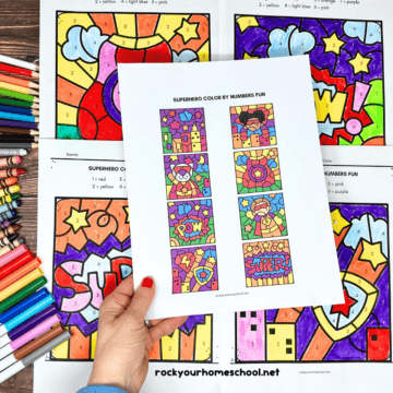 Superhero Color by Number Pages for Fun with Kids (Free) - Rock Your ...