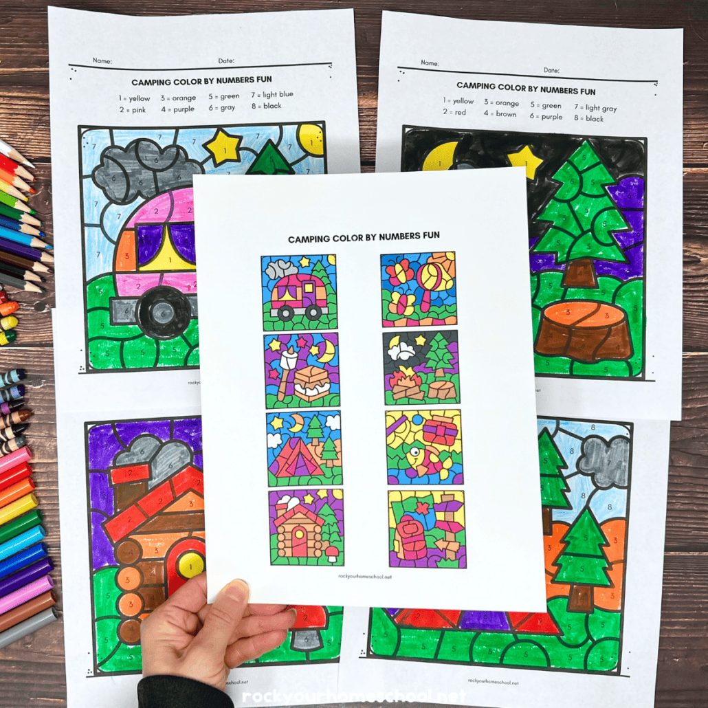 Camping Color by Number Printables for Kids (8 Free)- Rock Your Homeschool