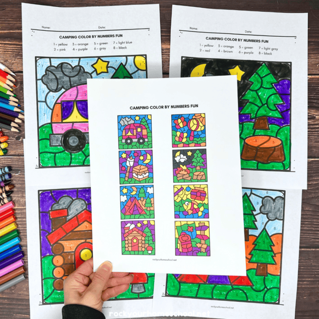 Camping Color by Number Printables for Kids (8 Free)- Rock Your Homeschool