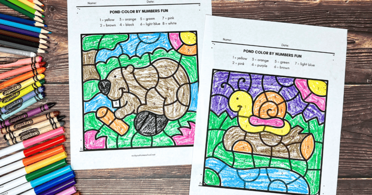 Pond Color by Number Pages for Learning Fun (8 Free)- Rock Your Homeschool