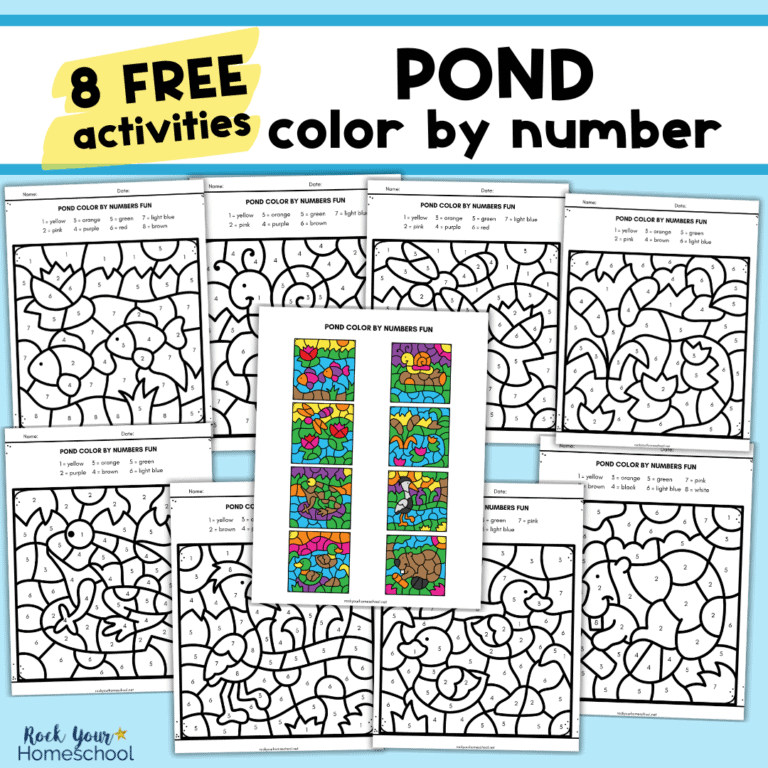 Pond Color by Number Pages for Learning Fun (8 Free)- Rock Your Homeschool