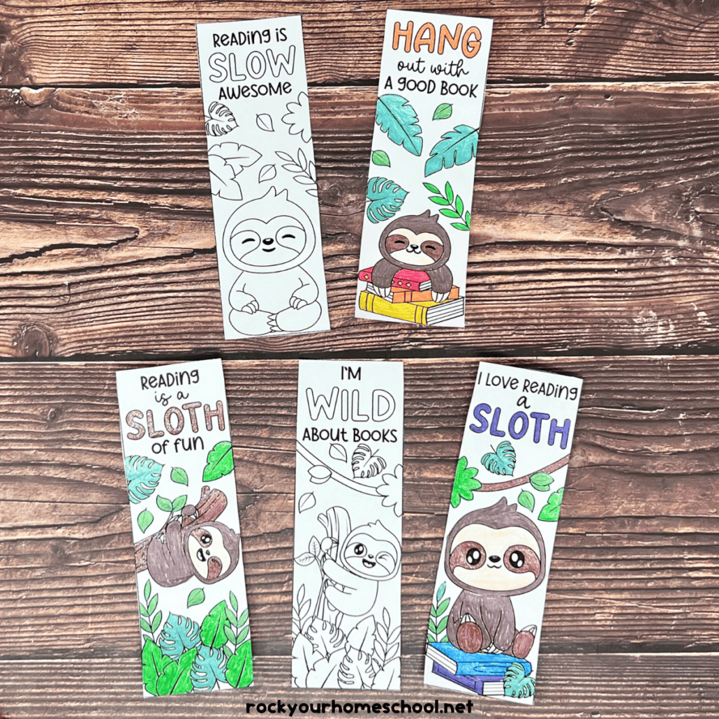 Sloth Bookmarks to Color for DIY Reading Fun (Free) - Rock Your Homeschool