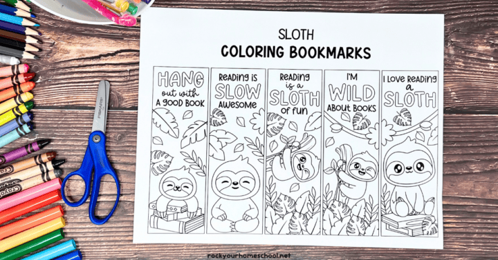 Sloth Bookmarks to Color for DIY Reading Fun (Free) - Rock Your Homeschool