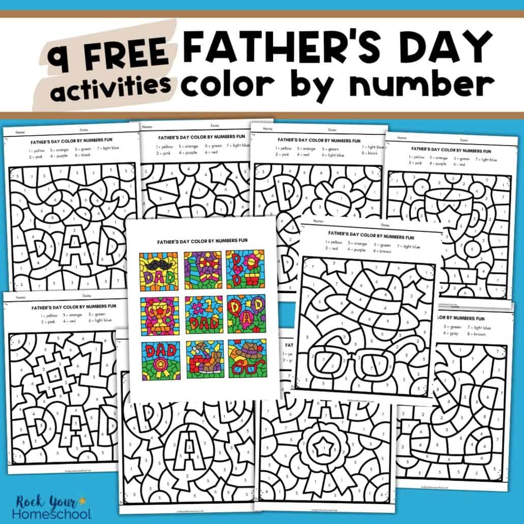 Father's Day Color by Number Pages - Rock Your Homeschool