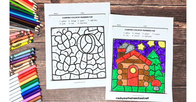 Camping Color by Number Printables for Kids (8 Free)- Rock Your Homeschool