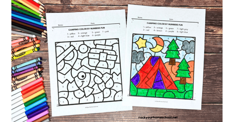 Camping Color by Number Printables for Kids (8 Free)- Rock Your Homeschool