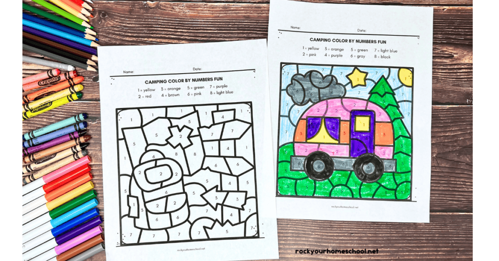 Camping Color by Number Printables for Kids (8 Free)- Rock Your Homeschool