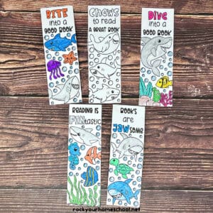 Shark Bookmarks to Color for Reading Fun with Kids (5 Free) - Rock Your ...