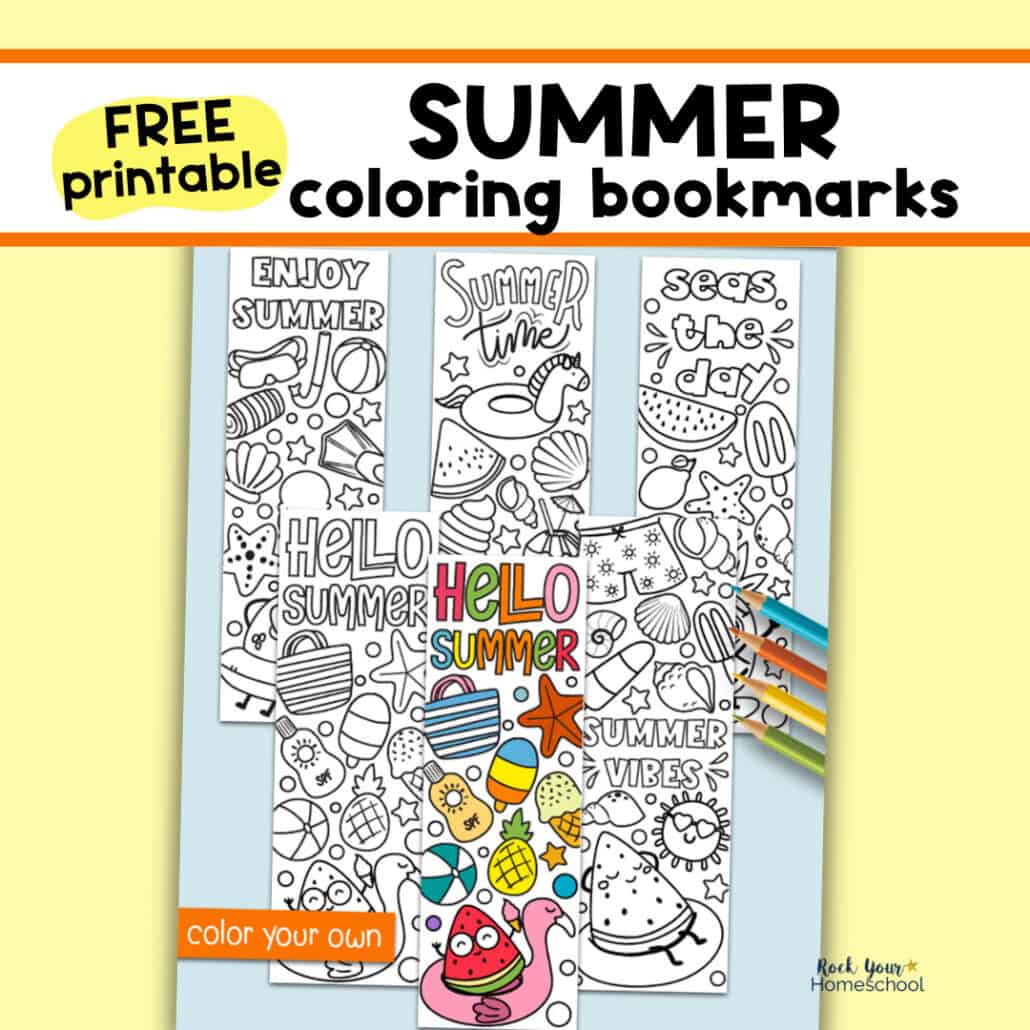Summer Bookmarks To Color For Super Reading Fun (Free Set) - Rock Your ...