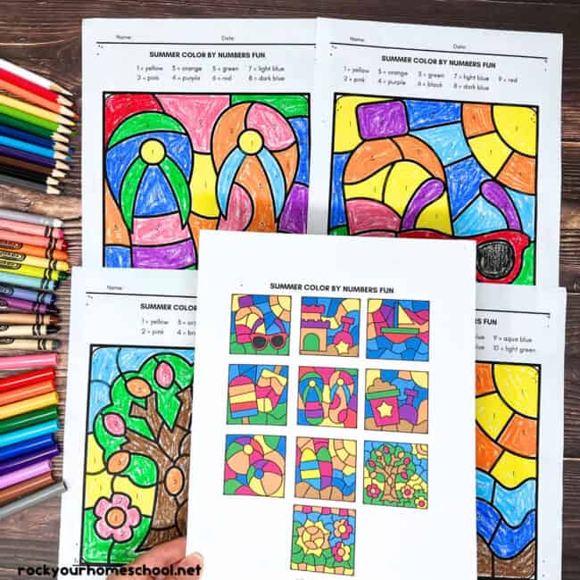 Summer Color By Number Printable Pages For Kids (10 Free)- Rock Your ...