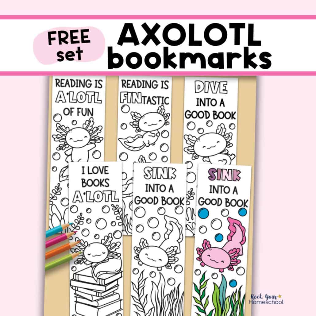 Axolotl Bookmarks to Color - Rock Your Homeschool