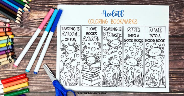Axolotl Bookmarks To Color: Cute Ideas For Reading Fun (Free)- Rock ...