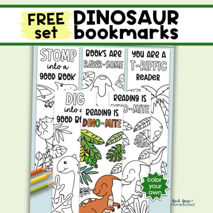Dinosaur Bookmarks to Color: Free Printable Set for Kids- Rock Your ...