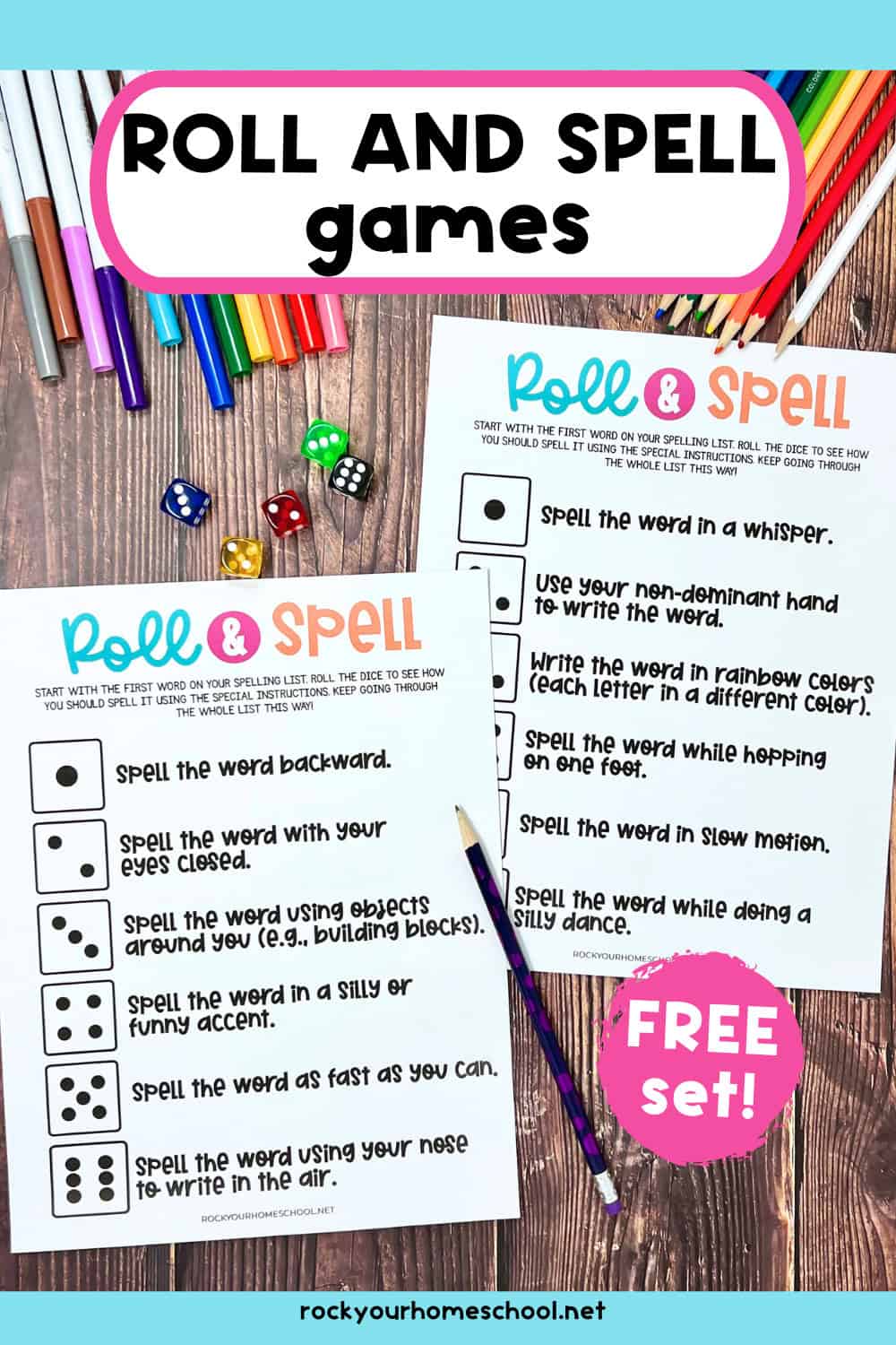 Roll and Spell Game Set for Fun with Spelling Words (Free) - Rock Your ...