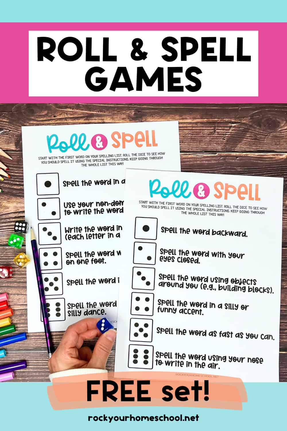 Roll and Spell Game Set for Fun with Spelling Words (Free) - Rock Your ...