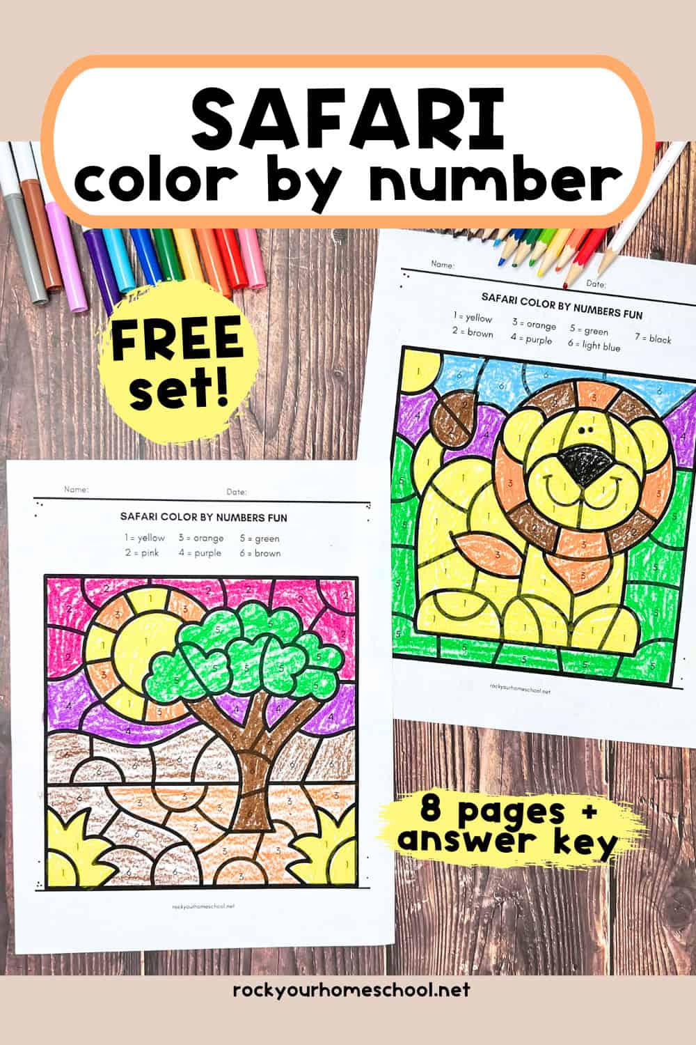 Safari Color By Number Pages For Fun Adventures (Free)- Rock Your ...