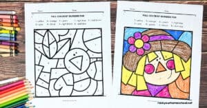 10 Free Fall Color by Number Worksheets for Easy Seasonal Fun - Rock ...