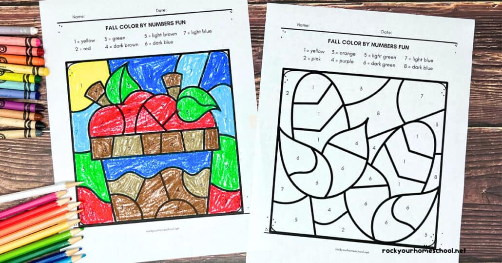 10 Free Fall Color by Number Worksheets for Easy Seasonal Fun - Rock ...