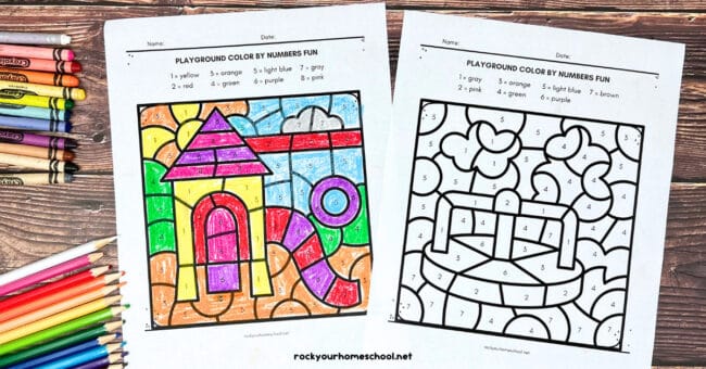 Playground Coloring Pages For Color By Number Fun (Free)- Rock Your ...