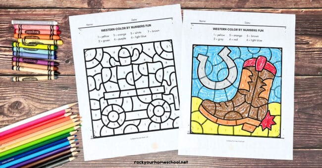 Western Coloring Pages for Color by Number Fun (8 Free) - Rock Your ...