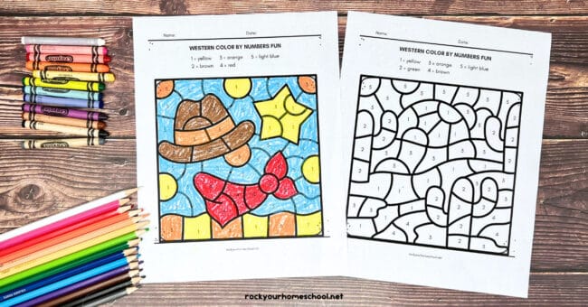 Western Coloring Pages for Color by Number Fun (8 Free) - Rock Your ...