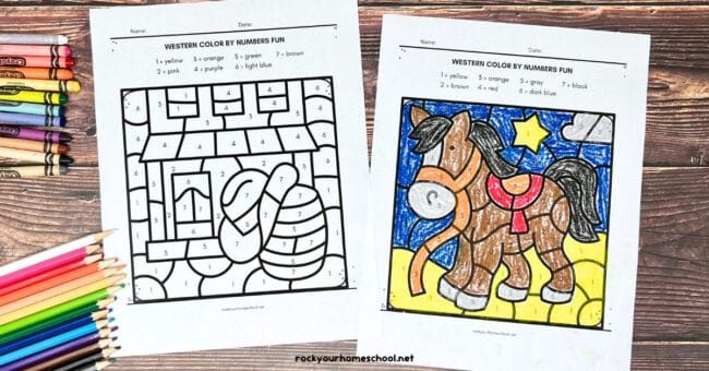 Western Coloring Pages for Color by Number Fun (8 Free) - Rock Your ...