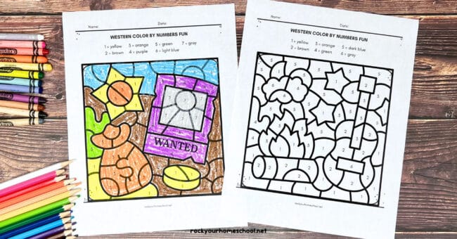 Western Coloring Pages for Color by Number Fun (8 Free) - Rock Your ...