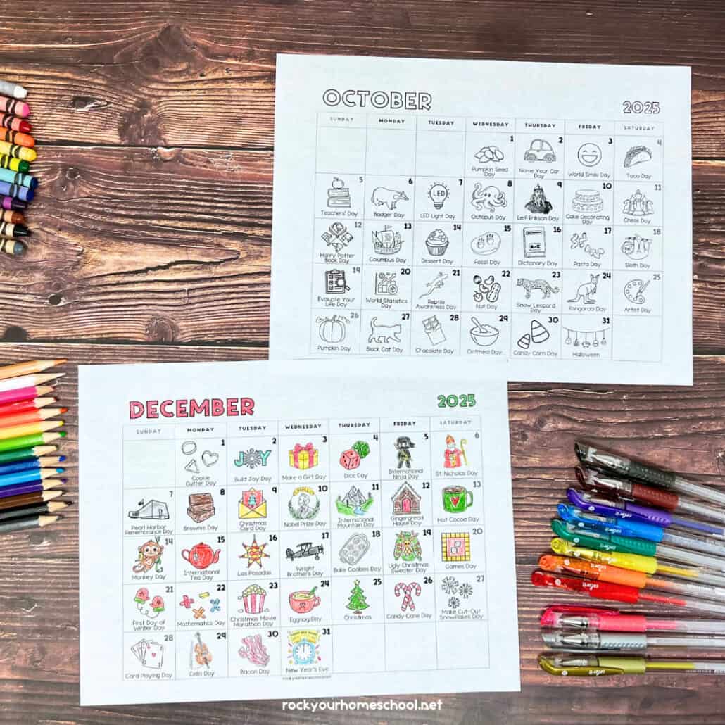 2025 Fun Days Calendar - Rock Your Homeschool