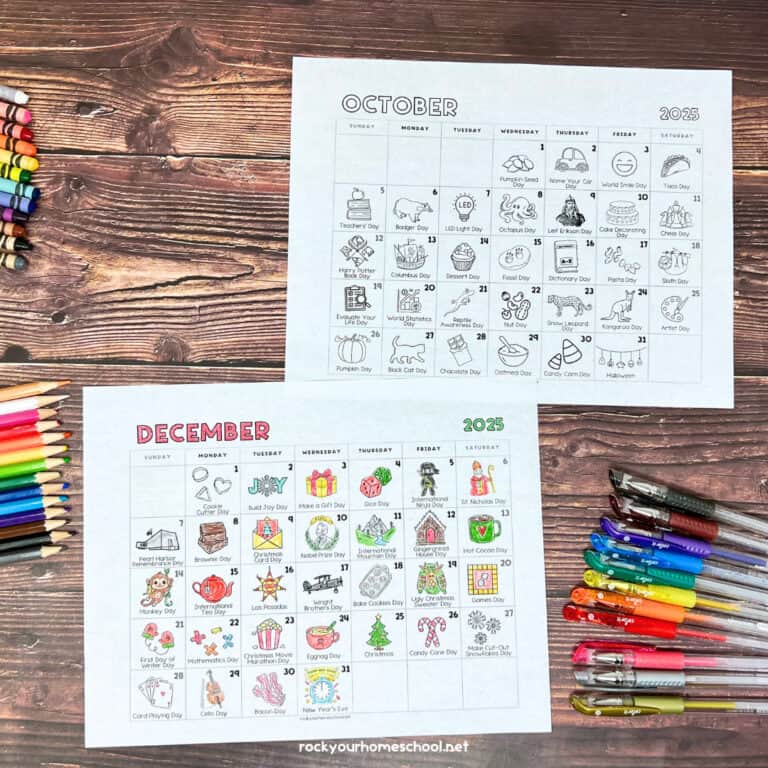 2025 Fun Days Calendar - Rock Your Homeschool