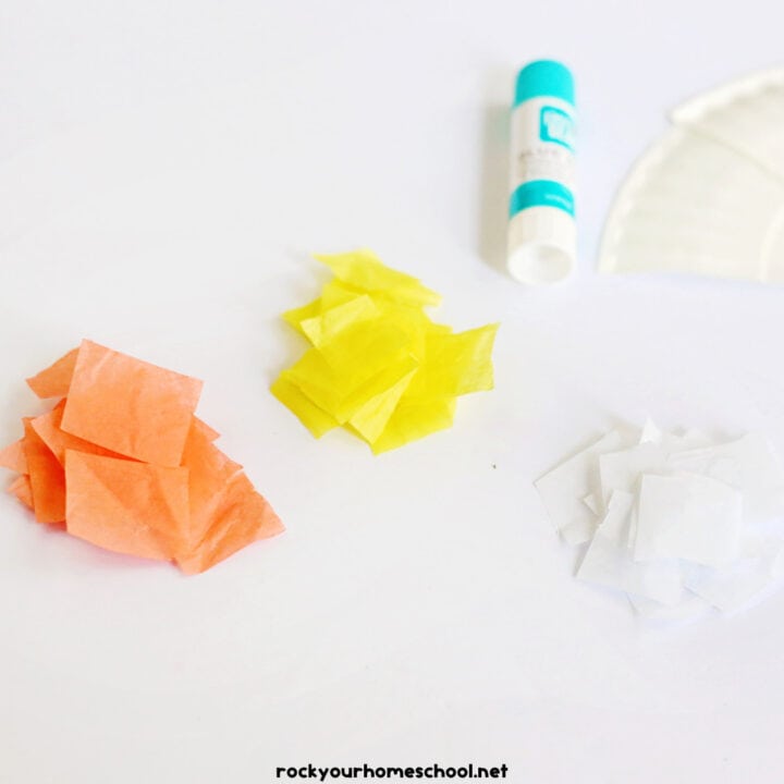 Candy Corn Paper Plate Craft With Easy Tissue Paper Texture- Rock Your ...