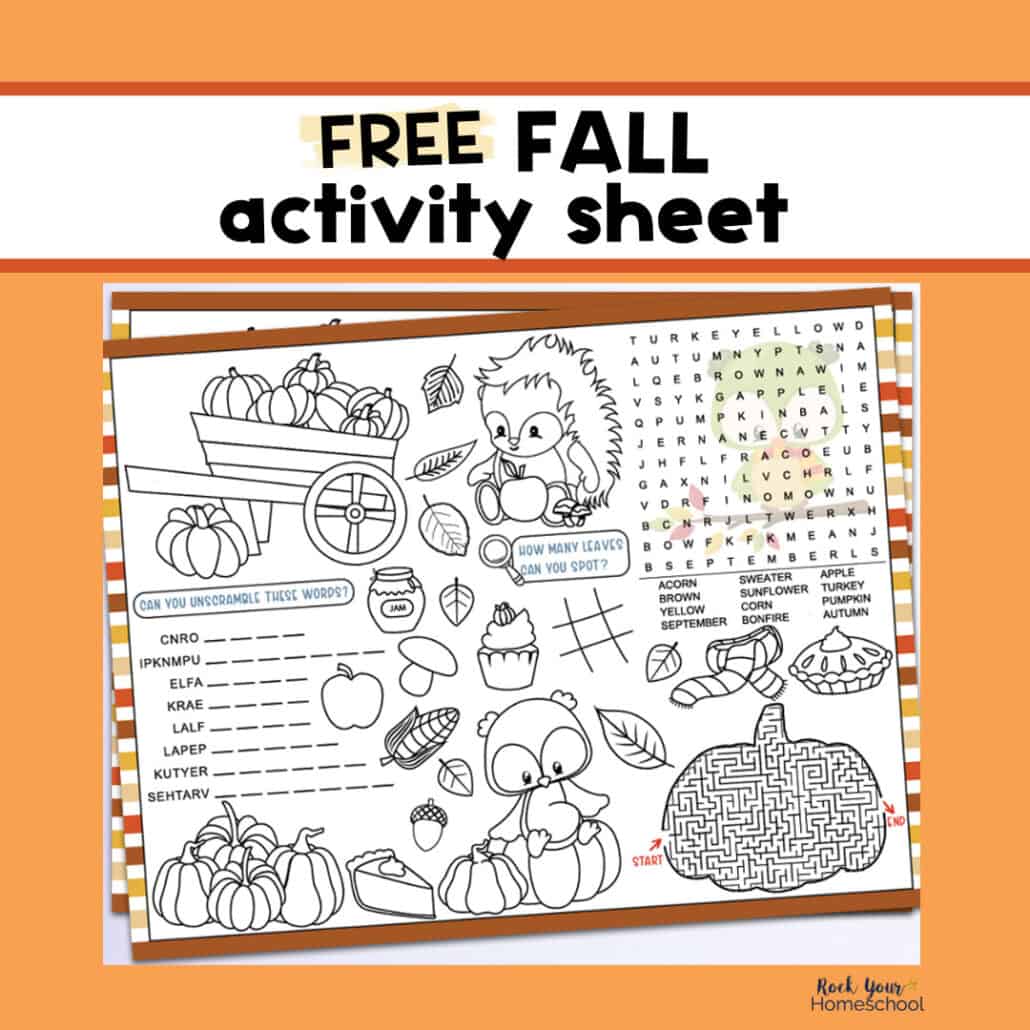 Fall Activity Worksheet To Celebrate The Season With Kids (Free) - Rock ...
