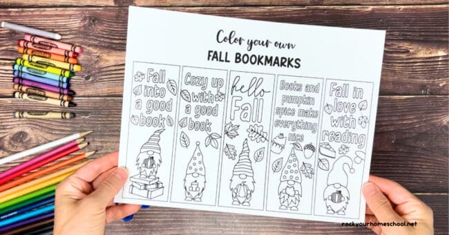 Free Printable Fall Bookmarks to Color with Cute Gnomes - Rock Your ...