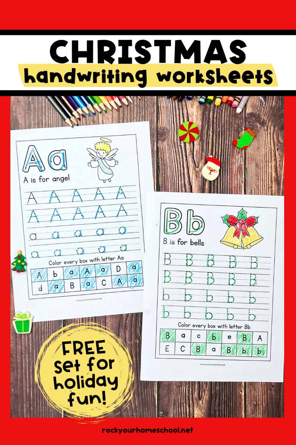 Christmas Handwriting Worksheets for Holiday Alphabet Fun (Free) - Rock ...