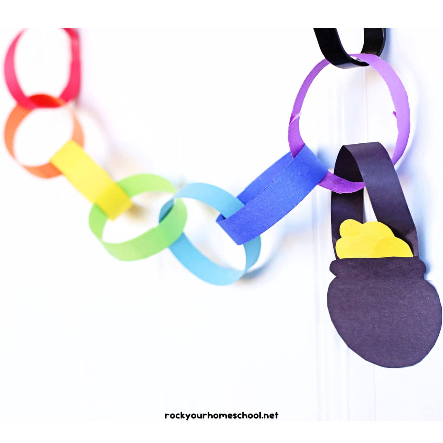 Rainbow Paper Chain: How To Make With Pot Of Gold - Rock Your Homeschool