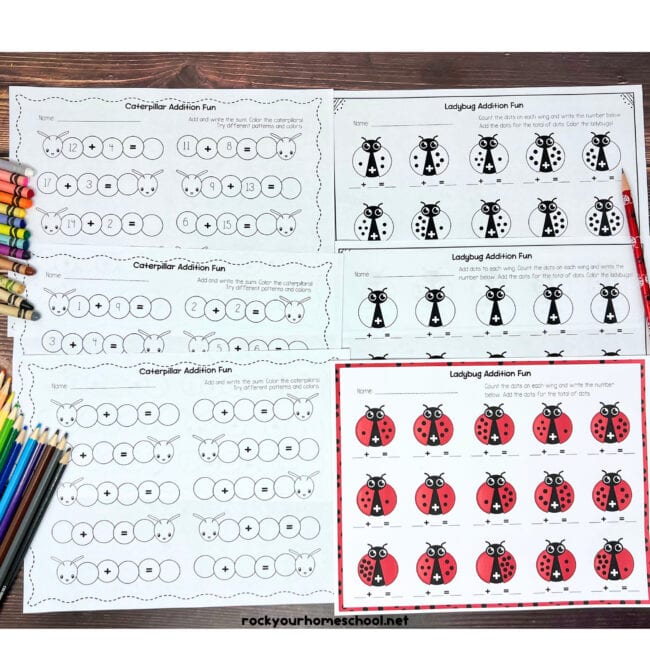 Caterpillar & Ladybug Addition Activities - Rock Your Homeschool