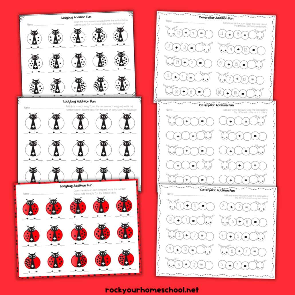Caterpillar & Ladybug Addition Activities - Rock Your Homeschool