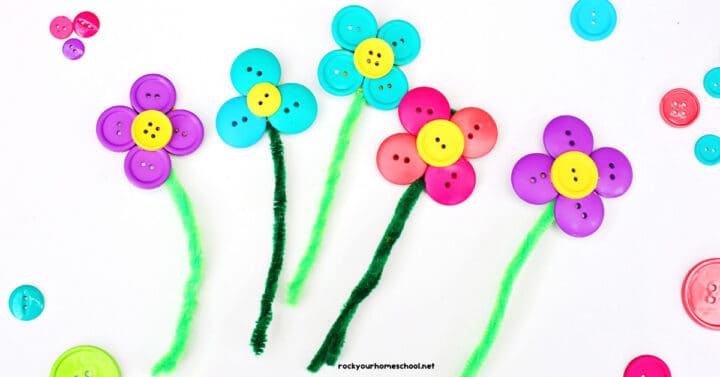 Button Flower Craft: How to Make with Pipe Cleaners - Rock Your Homeschool