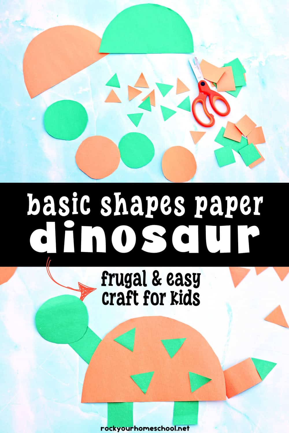 Paper Dinosaur Craft: How To Make with Basic Shapes - Rock Your Homeschool
