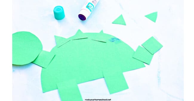 Paper Dinosaur Craft: How To Make with Basic Shapes - Rock Your Homeschool