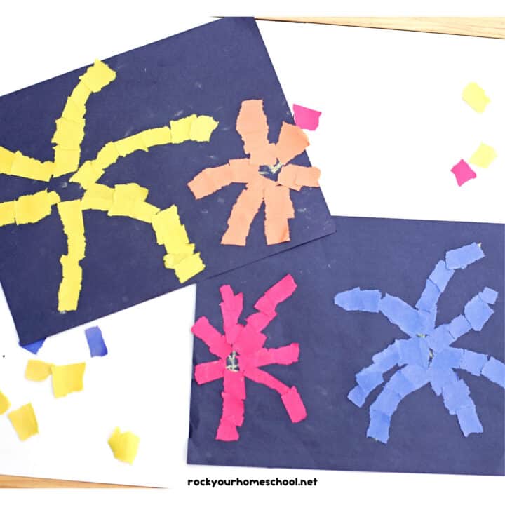 Fireworks Craft for Kids: How to Make with Torn Paper- Rock Your Homeschool