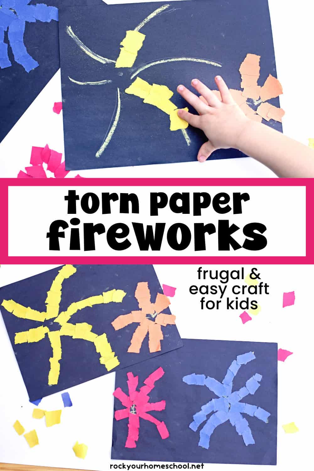 Fireworks Craft for Kids: How to Make with Torn Paper- Rock Your Homeschool
