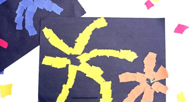 Fireworks Craft for Kids: How to Make with Torn Paper- Rock Your Homeschool