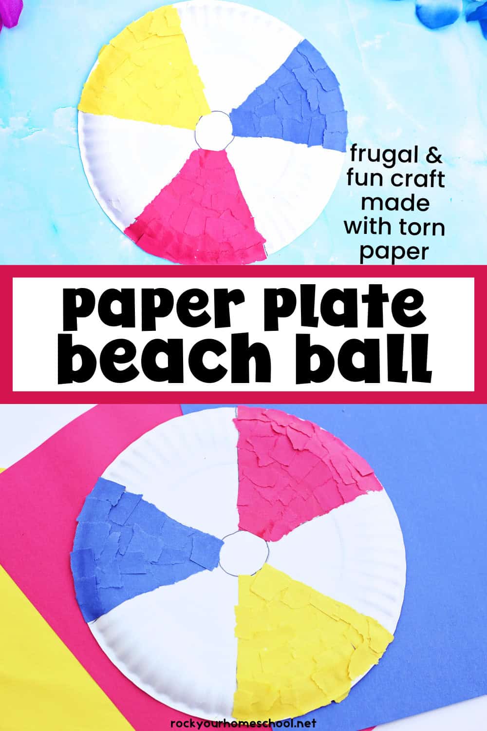 Paper Plate Beach Ball: How to Make with Torn Paper- Rock Your Homeschool